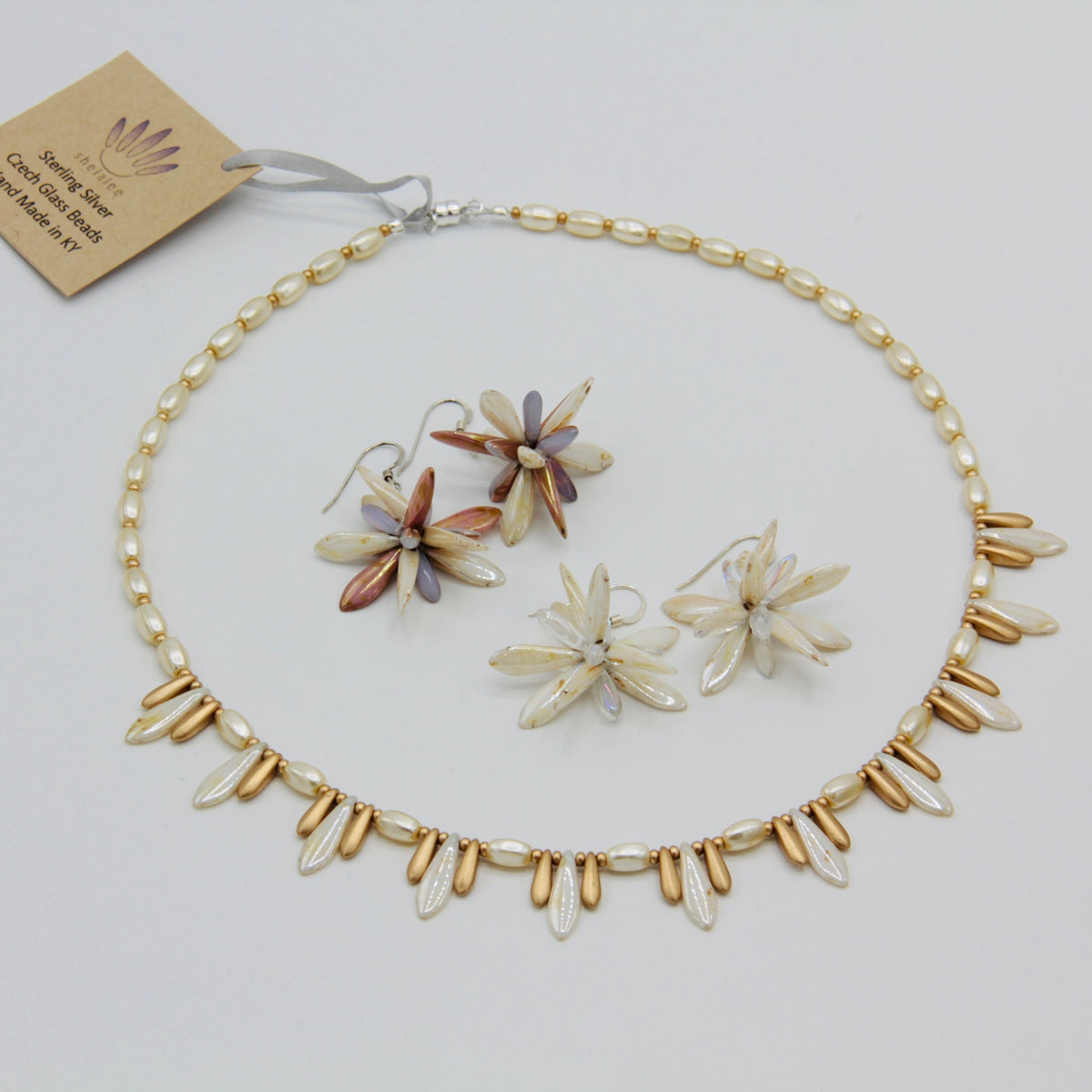 Rebecca Beaded Necklace in Gold and Pearl – ShelaleeShop