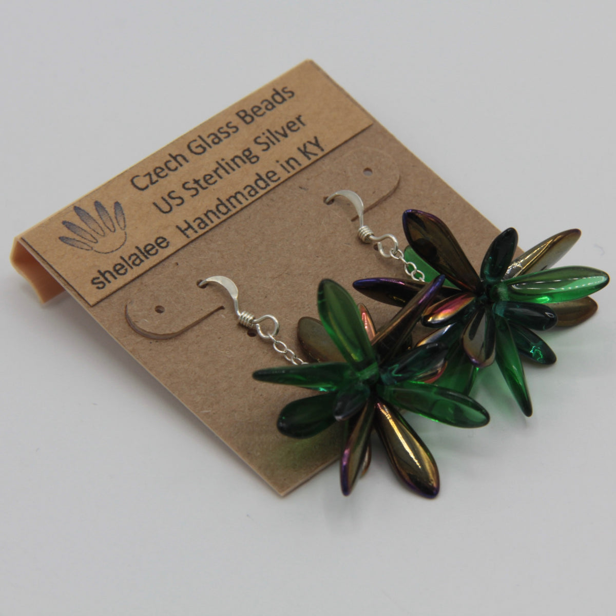 Laura Earrings in Emerald Green and Copper – ShelaleeShop