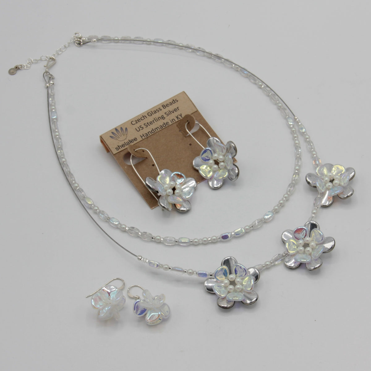 Andrea Layered Necklace in Shiny Opaque White with Pearl Centers ...