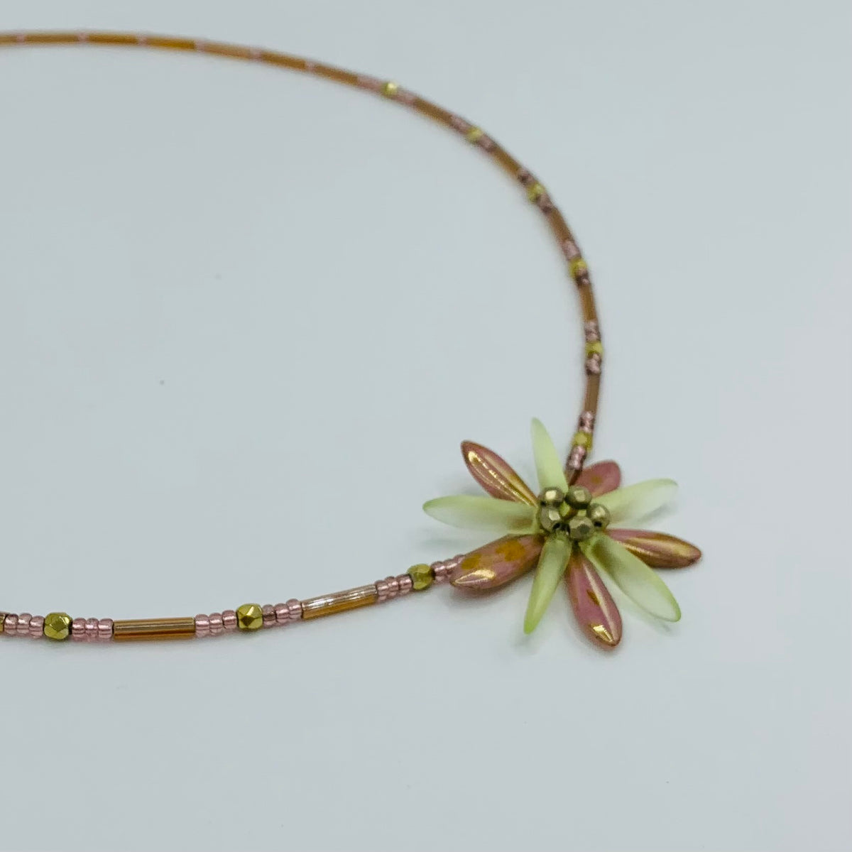 Elizabeth Beaded Necklace in Rose Gold and Matte Illuminating ...